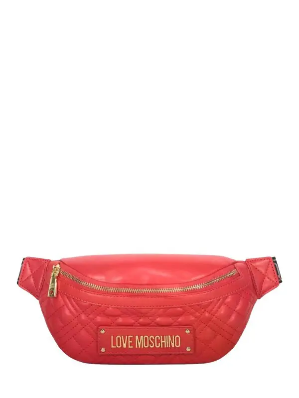 Moschino Quilted Logo Plaque Belt Bag - Red