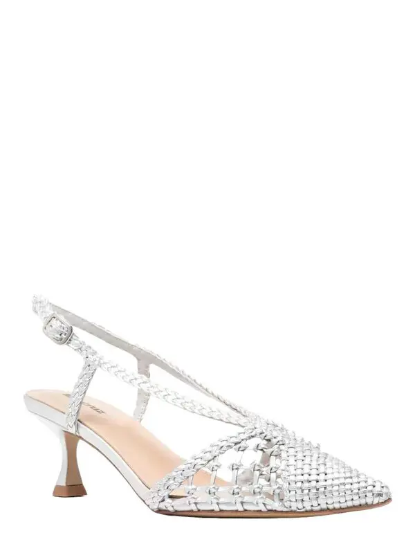Lola Cruz Tabata -tone Braided Slingback Pumps - Silver