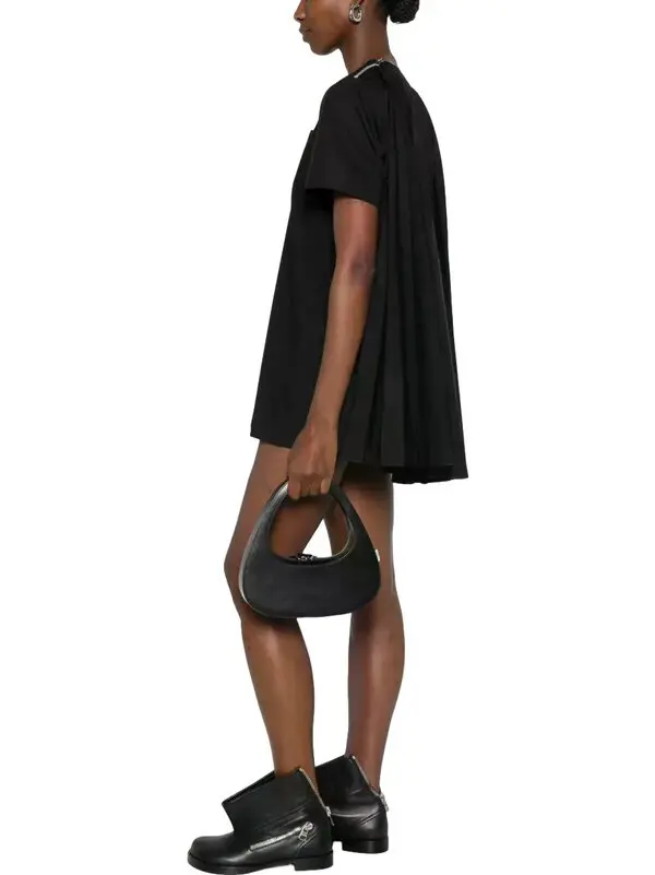 Sacai Pleated-detail Mini Dress - Black