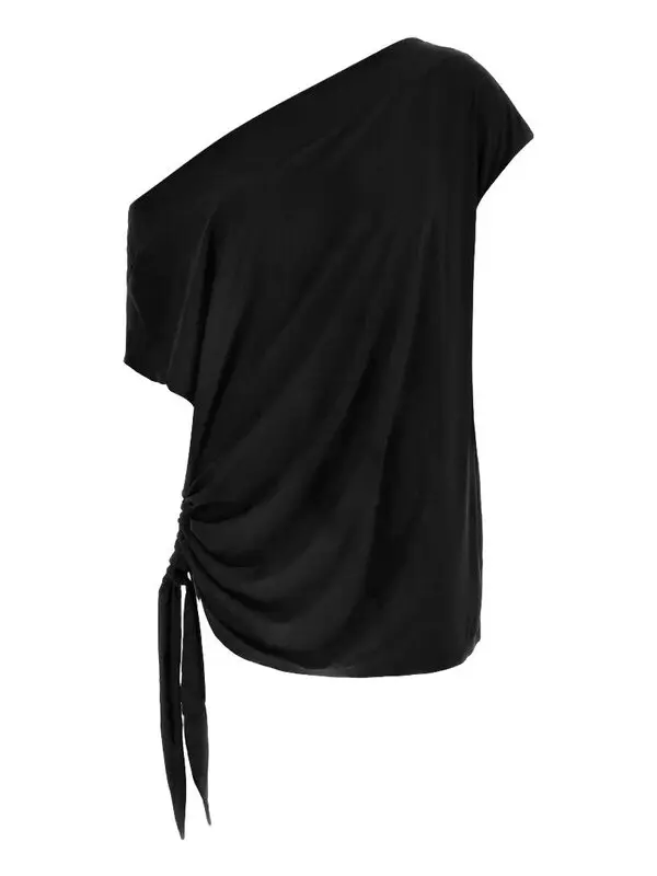 Goldbergh Zaira Top One Shoulder Drawstring Detail - Black