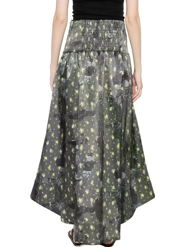 GANNI Floral Print Maxi Skirt With Flap Pockets - Grey