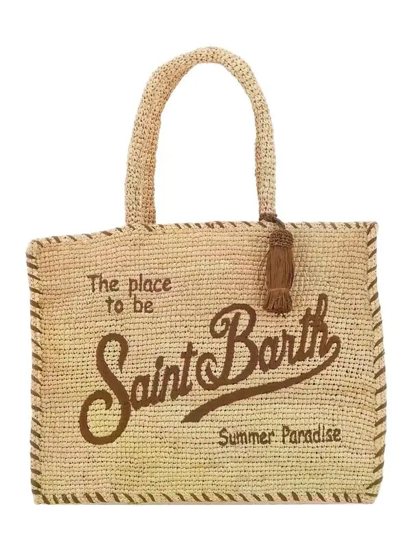 MC2 SAINT BARTH Vanity Raffia Tote Bag - Neutrals
