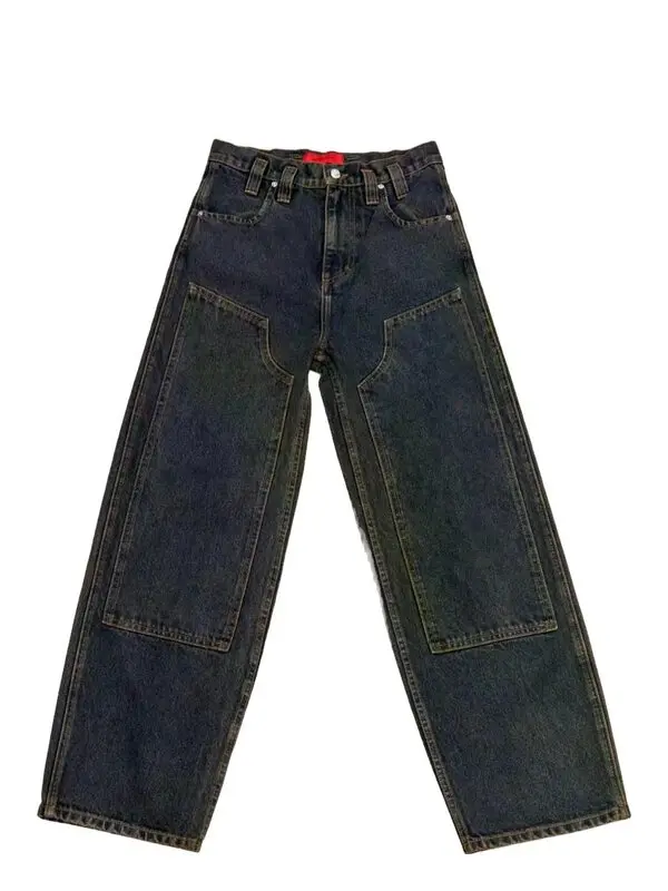 Eckhaus Latta Contrast Stitch Wide Leg Jeans - Blue