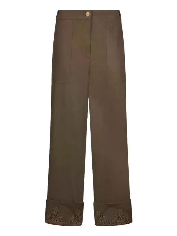 Liu Jo Embellished Pocket Cuffed Trousers - Green