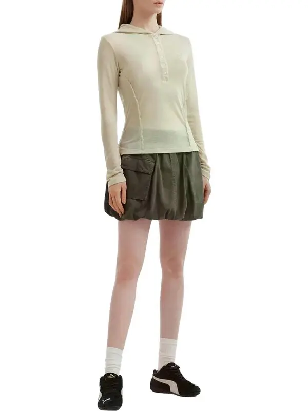 MINI CREAM Buttoned Hoodie With Lace Trim And Embroidered Logo - Neutrals