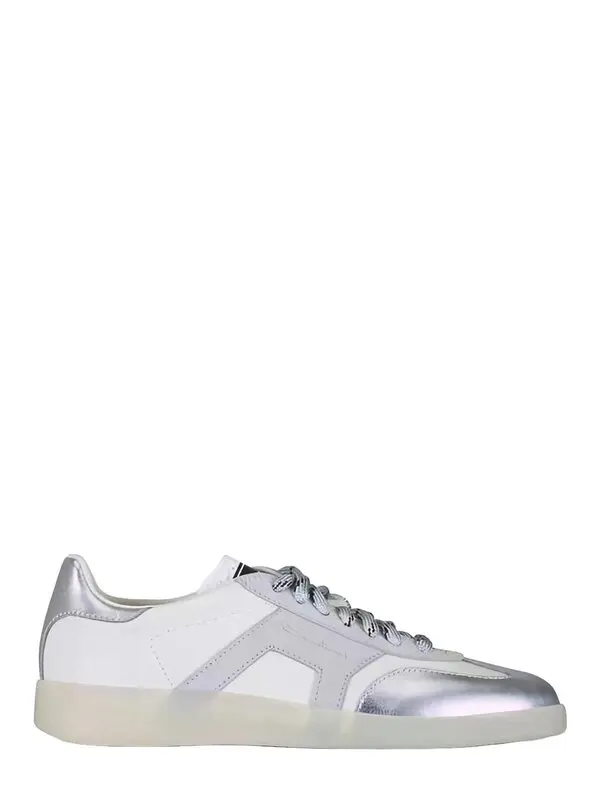 Santoni And Silver-tone Panelled Leather Sneakers - White