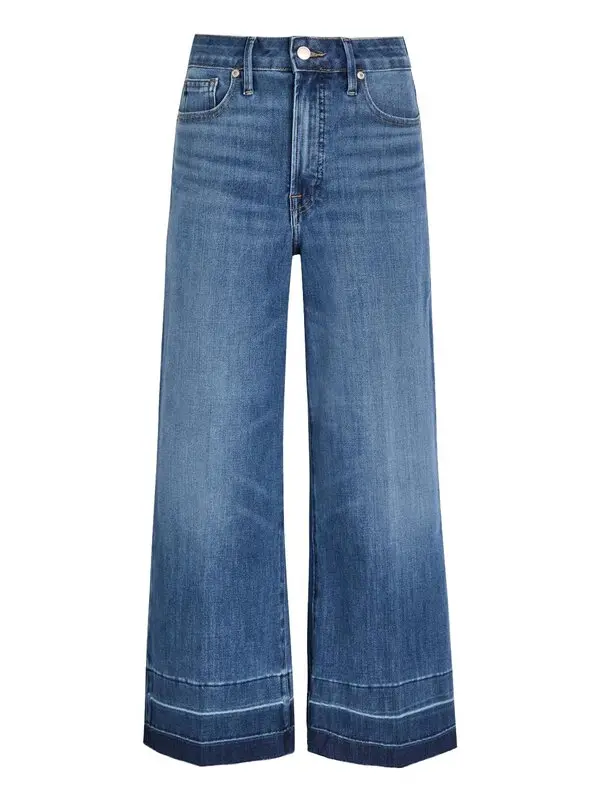 Good American High Rise Palazzo Cropped Wide-leg Jeans - Navy