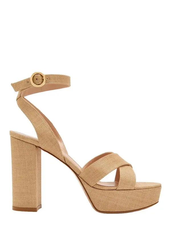 GIANVITO ROSSI Sabrina Raffia Platform Sandals - Cream