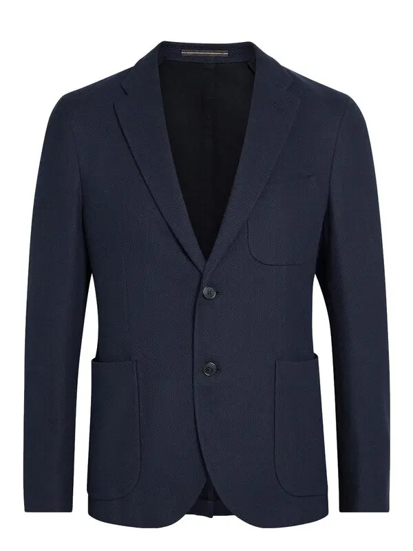 SLOWEAR Textured Cotton Blazer - Navy