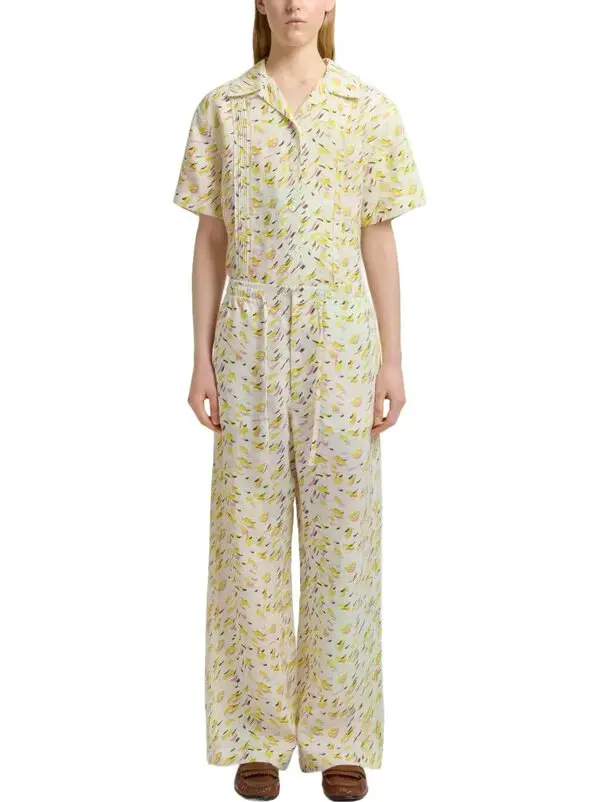 Marni Abstract Print Drawstring Palazzo Pants - Neutrals
