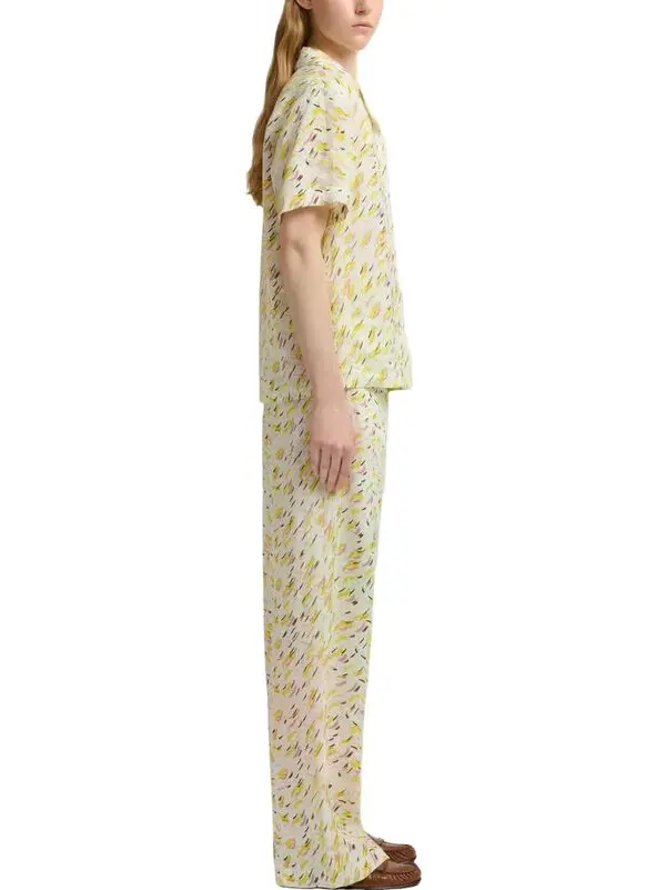 Marni Abstract Print Drawstring Palazzo Pants - Neutrals
