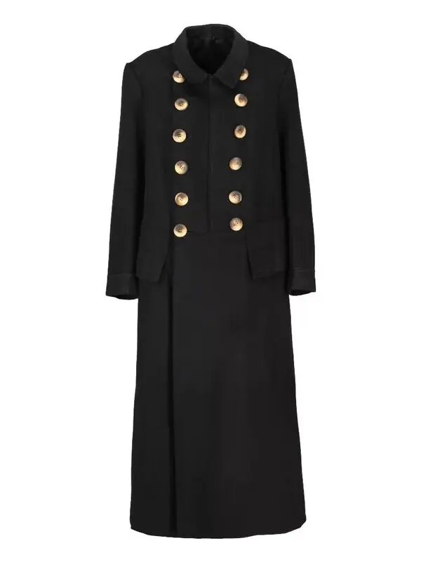Vintage 1990s Double Breasted Button Coat - Black
