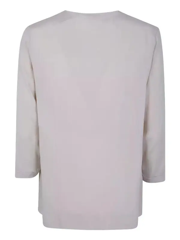 Rossopuro Three-quarter Sleeve Silk Top - Neutrals