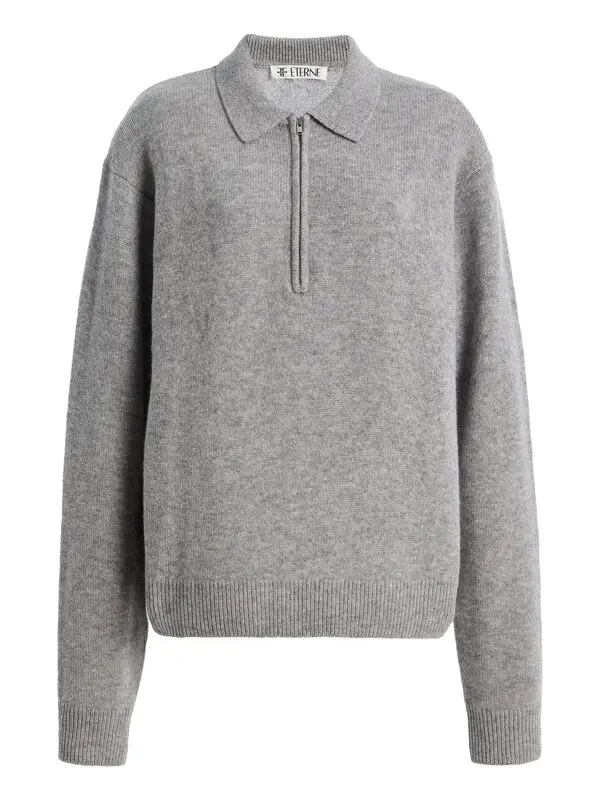 Eterne Blaise Cashmere Quarter Zip Sweater - Grey