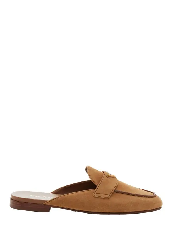 Prada Suede Loafer Mules - Brown