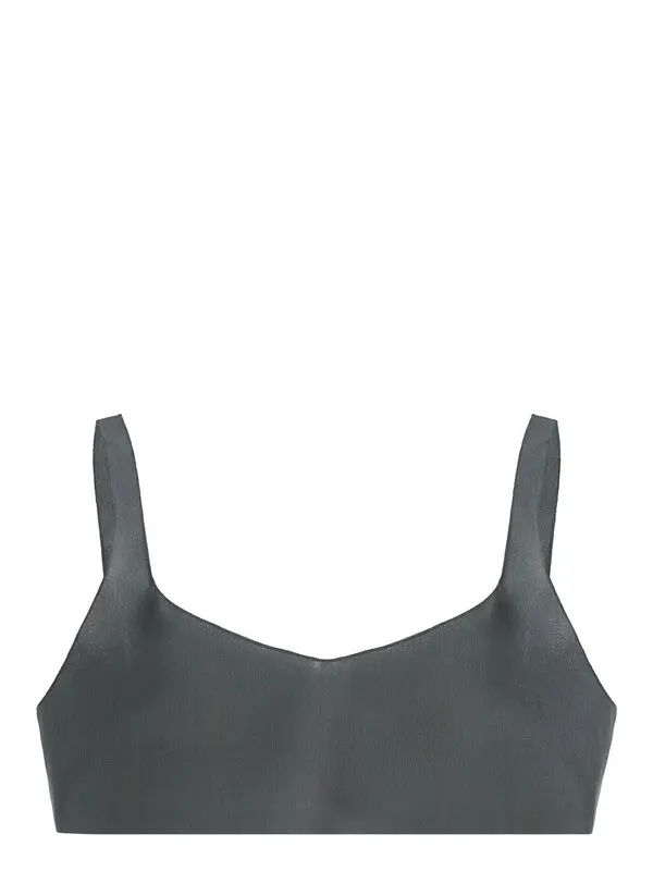 Prada Silk Crepe De Chine Cropped Top - Grey