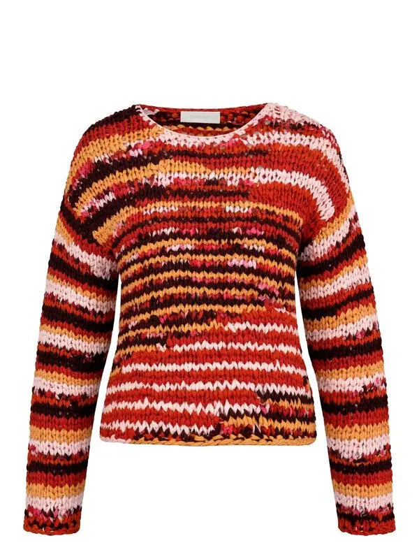 Zimmermann Luna Ribbon Knit Cotton Sweater - Stripe