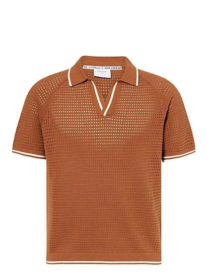 PERCIVAL Tennis Boxy Cotton-knit Polo Top - Brown