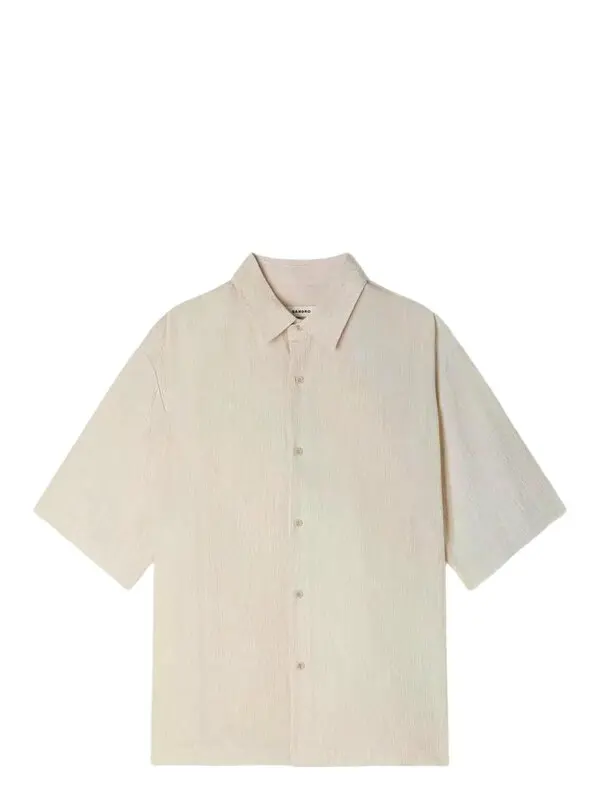 Sandro Crinkled-effect Shirt With Shark Collar - Neutrals