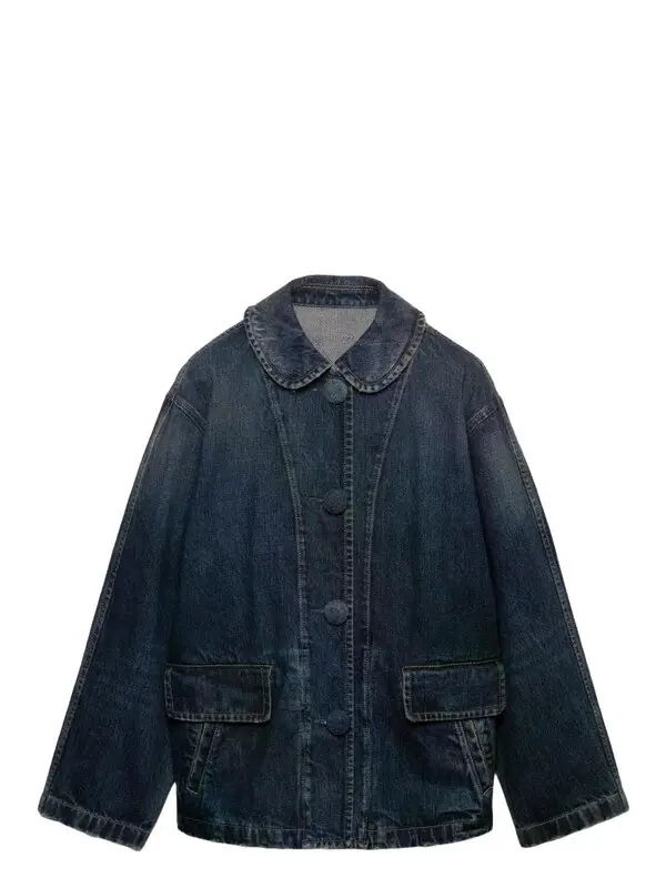 Prada Washed Denim Blouson Jacket - Blue