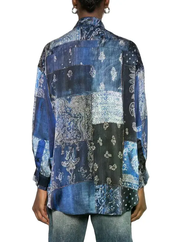 R13 Patchwork Bandana-print Cotton Shirt - Blue