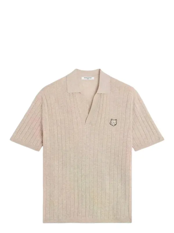 Maison Kitsuné Embroidered Ribbed Polo Shirt - Neutrals