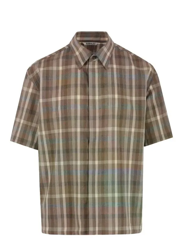 Auralee Checked Shirt - Brown