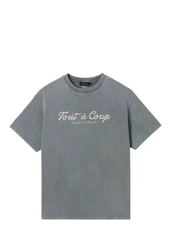 TOUT A COUP Tout À Coup Embroidered Cotton T-shirt - Grey