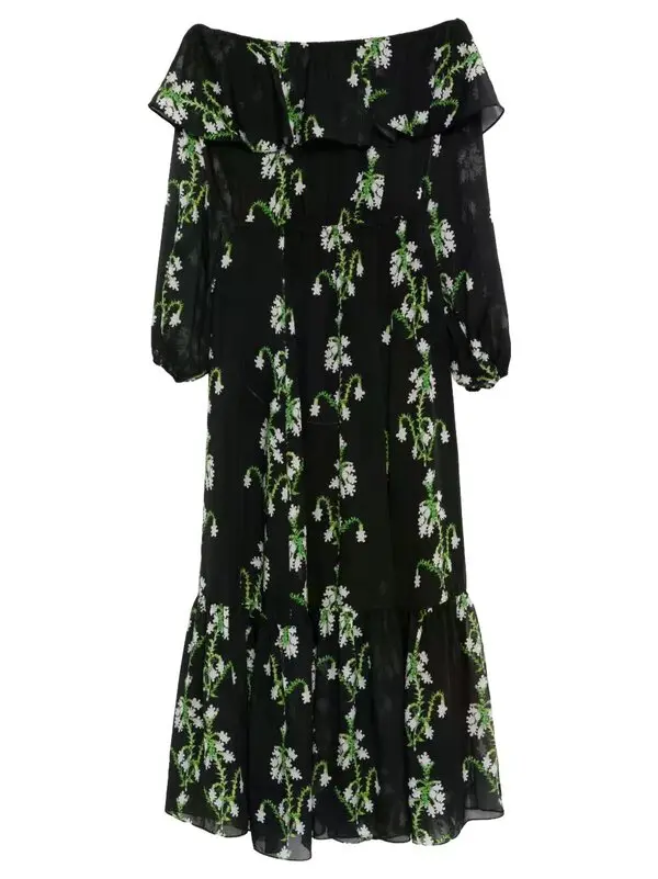 Cynthia Rowley Off-the-shoulder Floral Maxi Dress - Black