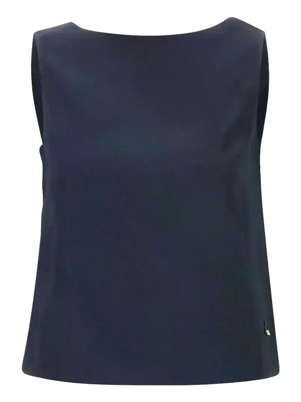Herno Boat Neck Sleeveless Blouse With Bow Detail - Blue