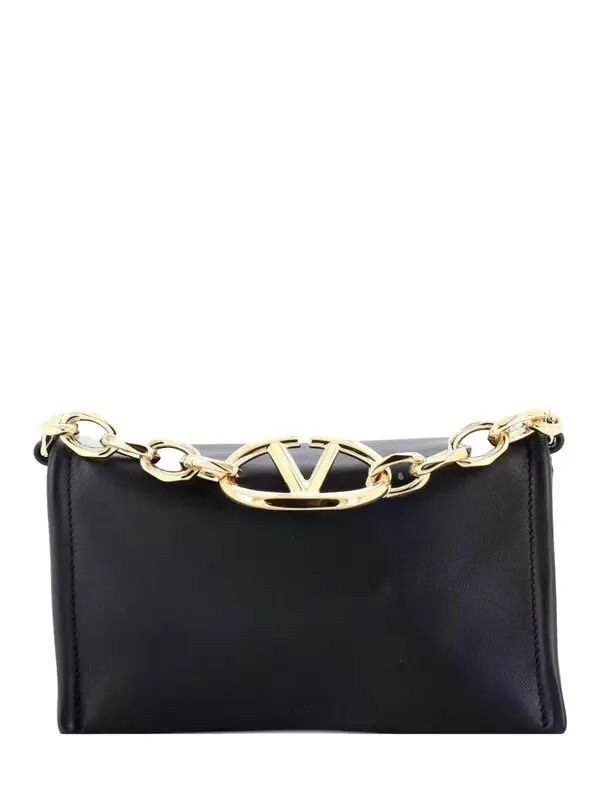 Valentino Garavani Vlogo Chain Leather Mini Clutch Bag - Black