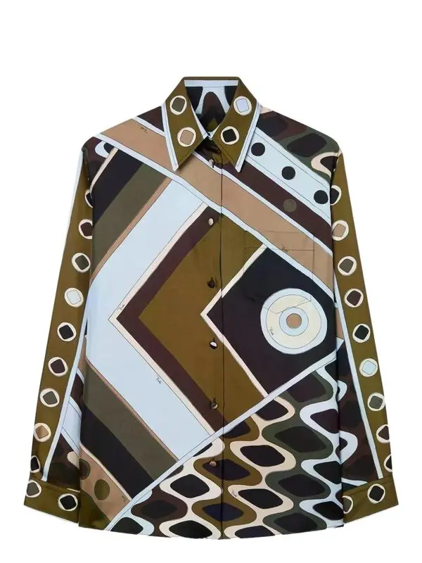 Emilio Pucci Geometric Print Silk Shirt - Green