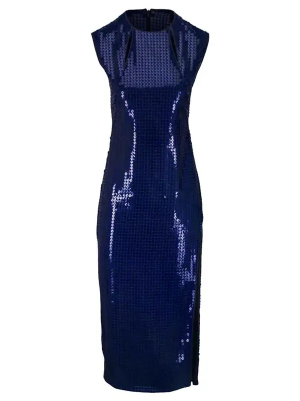 Akris Sequined Sleeveless Midi Dress - Blue
