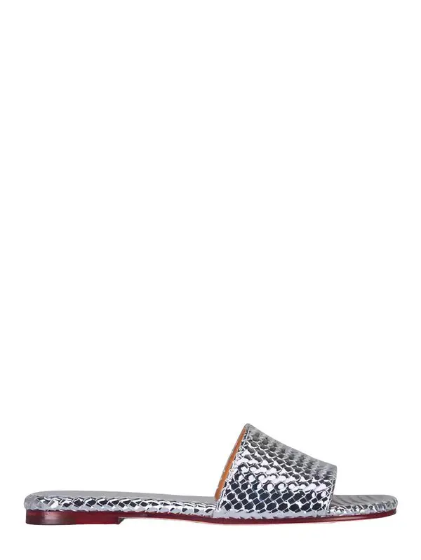 NAGHEDI Diamond-weave Slide Sandals - Silver