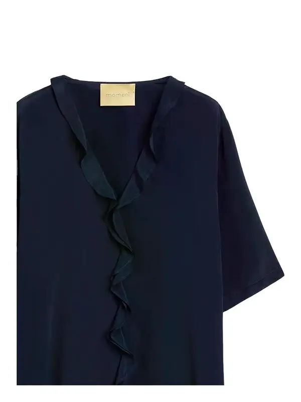 Momoni Salvia Blouse With Ruffle Trim - Blue