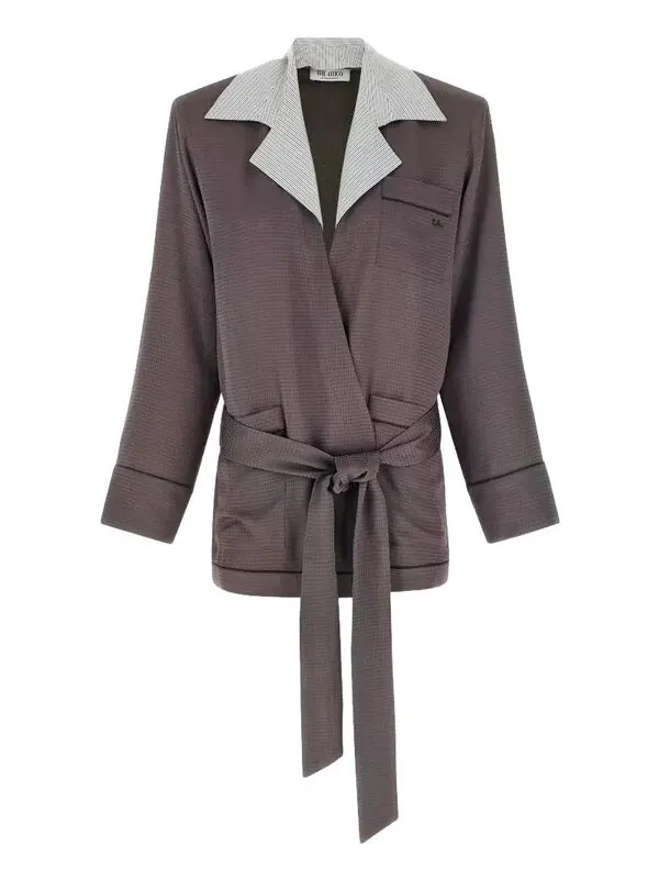 Attico Houndstooth Striped Blazer - Brown