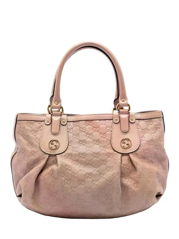 Gucci Embossed Leather Tote Bag - Brown