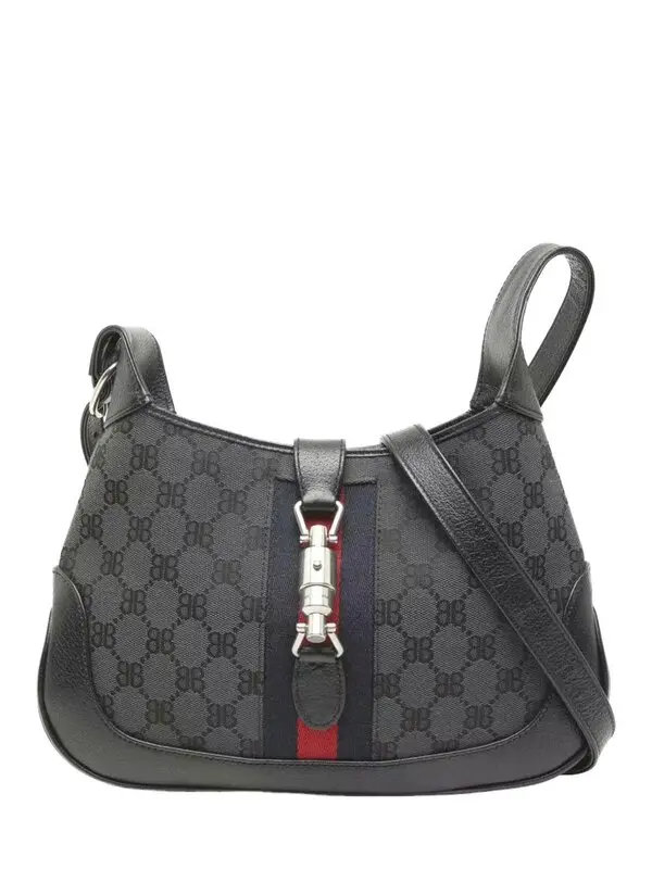 Balenciaga X Gucci The Hacker Project Small Bb Canvas Web Jackie 1961 Crossbody Bag - Black