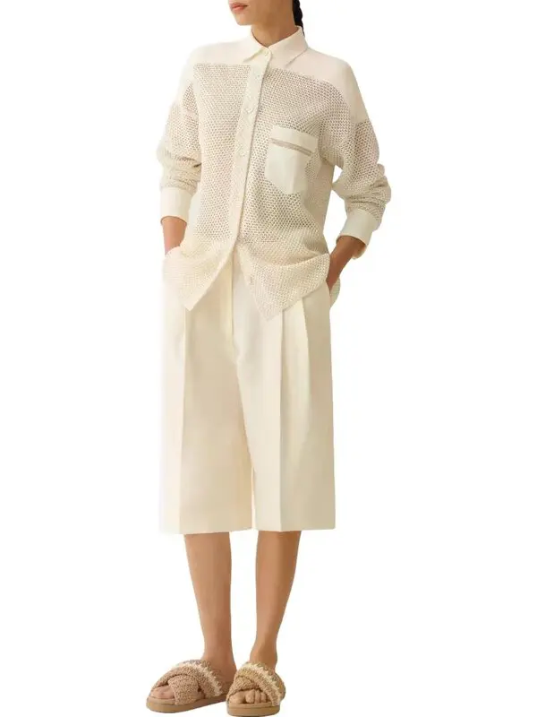 Fabiana Filippi Knitted Shirt With Chest Pocket - Neutrals