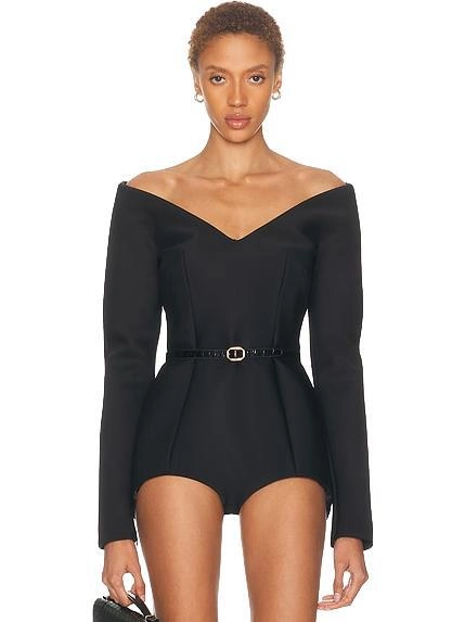 MUGLER Long Sleeve Bodysuit - Black