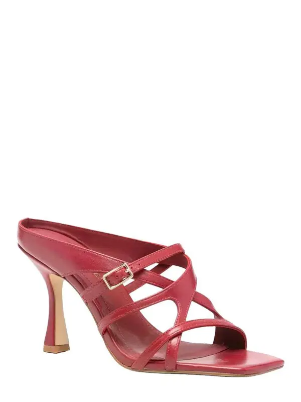 BRUNO PREMI Leather Strappy Heeled Sandals - Red