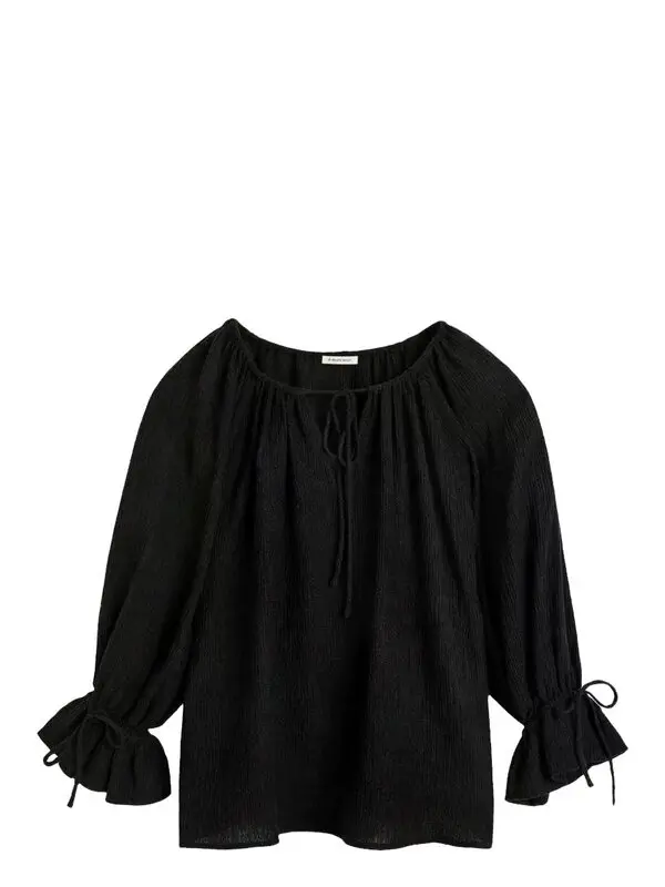 BY MALENE BIRGER Rose Weave Tie-fastening Blouse - Black