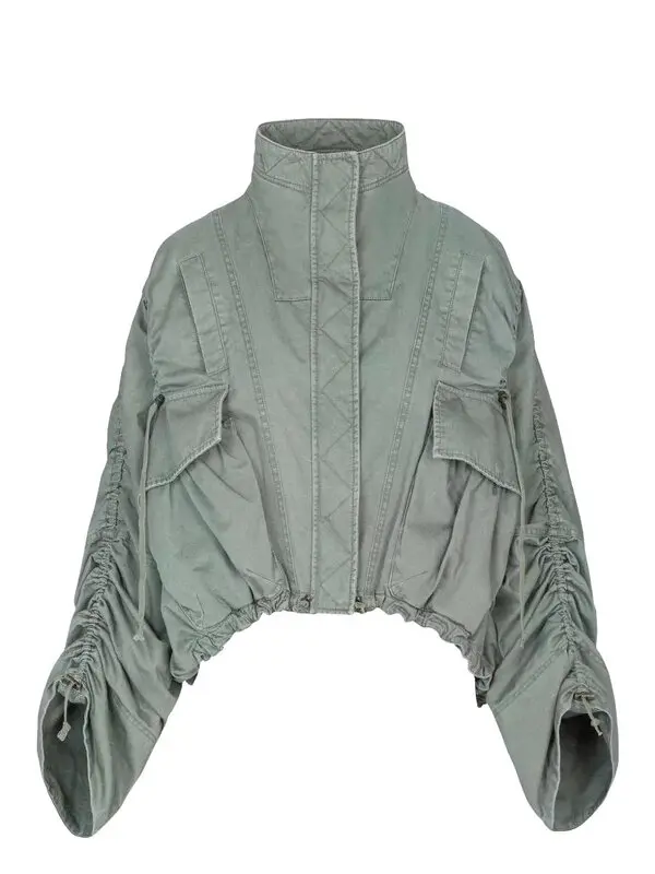 Balmain Jacket With Gathered Sleeves - Green