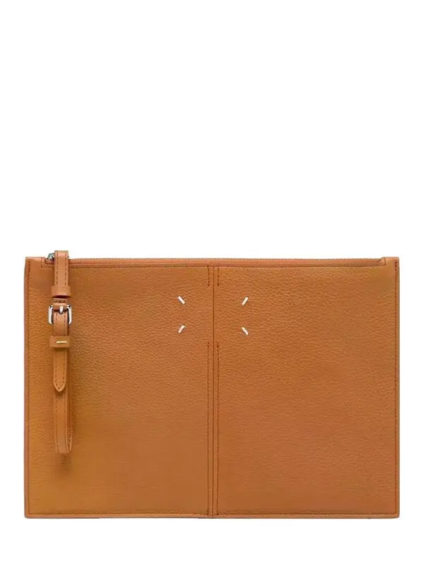 MAISON MARGIELA Stitch Detail Leather Pouch - Brown