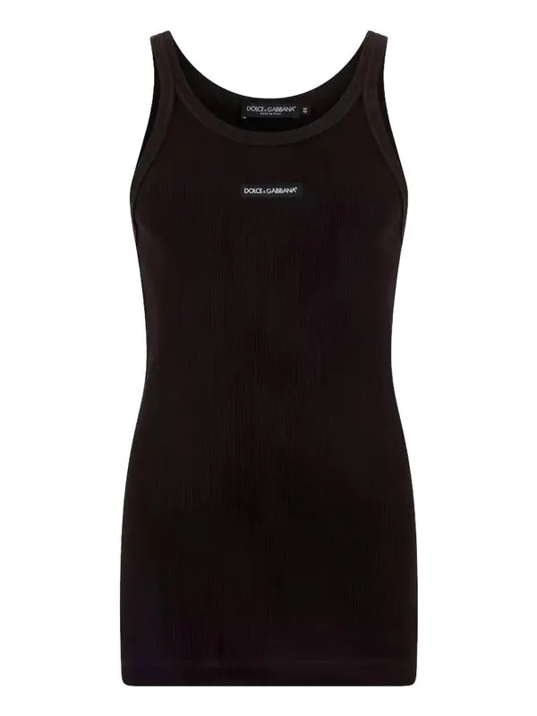 Dolce & Gabbana Rib Knit Logo Patch Vest - Brown