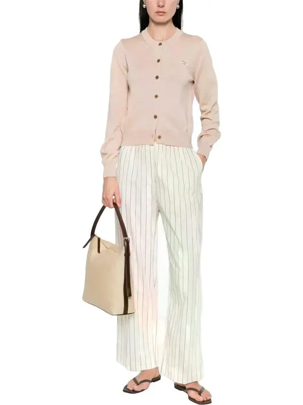 Maison Kitsuné Fox-embroidered Button Cardigan - Neutrals