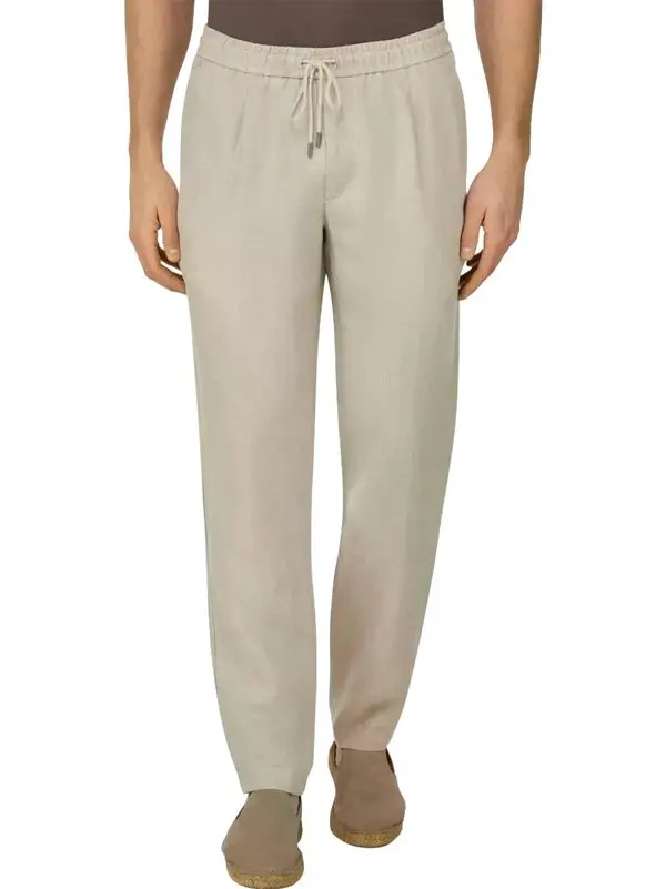 Boggi Milano City Drawstring Linen Trousers - Neutrals