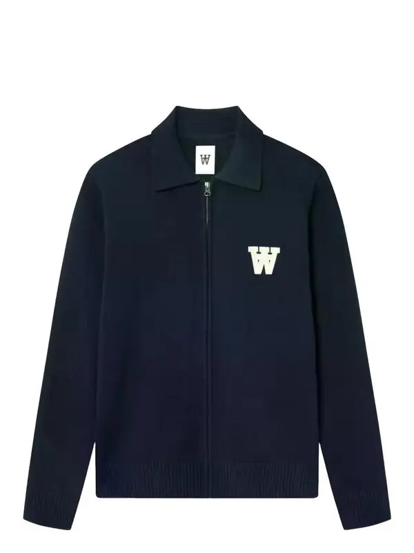 Wood Wood Tay Zip Appliqué Cotton Cardigan - Blue