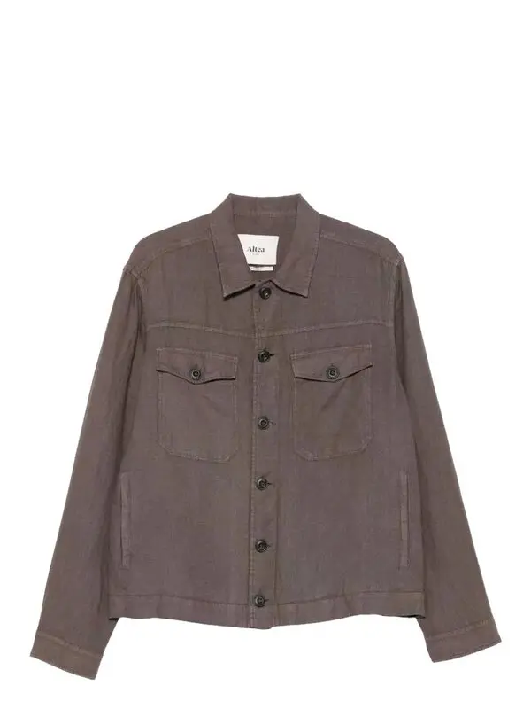 Altea Buttoned Linen Jacket - Brown