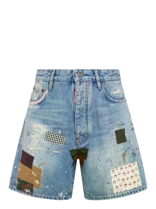 Dsquared2 Patchwork Denim Shorts - Blue